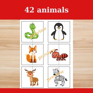 Animals Matching Game: Printable Learning Activity (digital Download ...