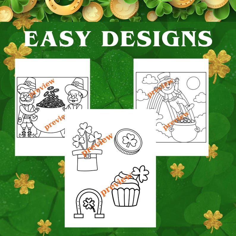 St. Patrick’s Day Coloring Pages – Printable PDF – 20 Fun Designs for ...