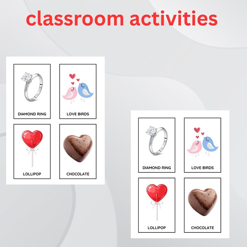 Valentine's Flashcards / 3-part Cards / Valentines Learning Printable ...