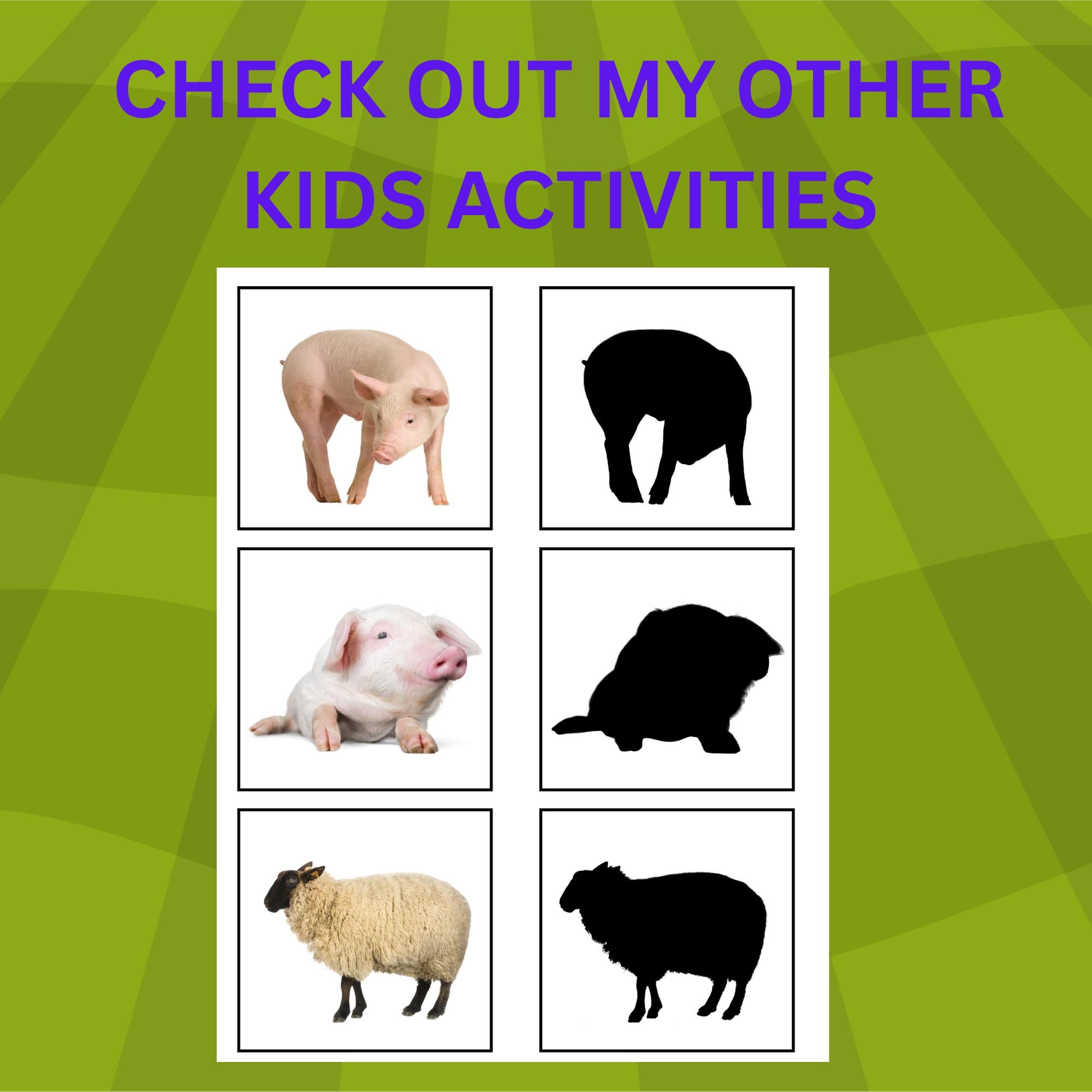 Farm Animal Shadow Match / Homeschool Printable / Preschool Printable ...