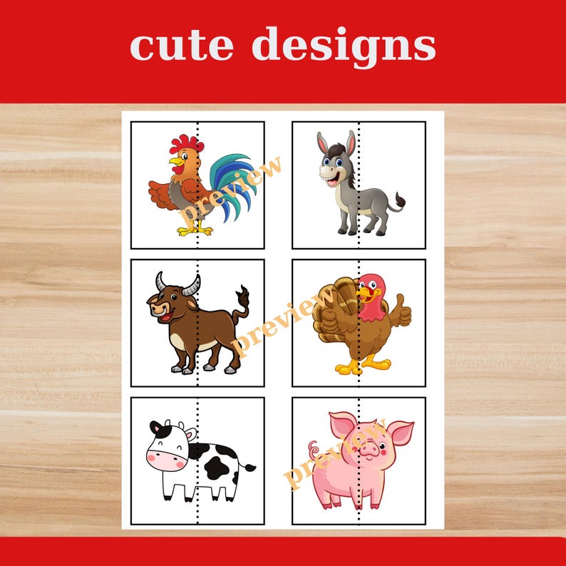 Animals Matching Game: Printable Learning Activity (digital Download ...