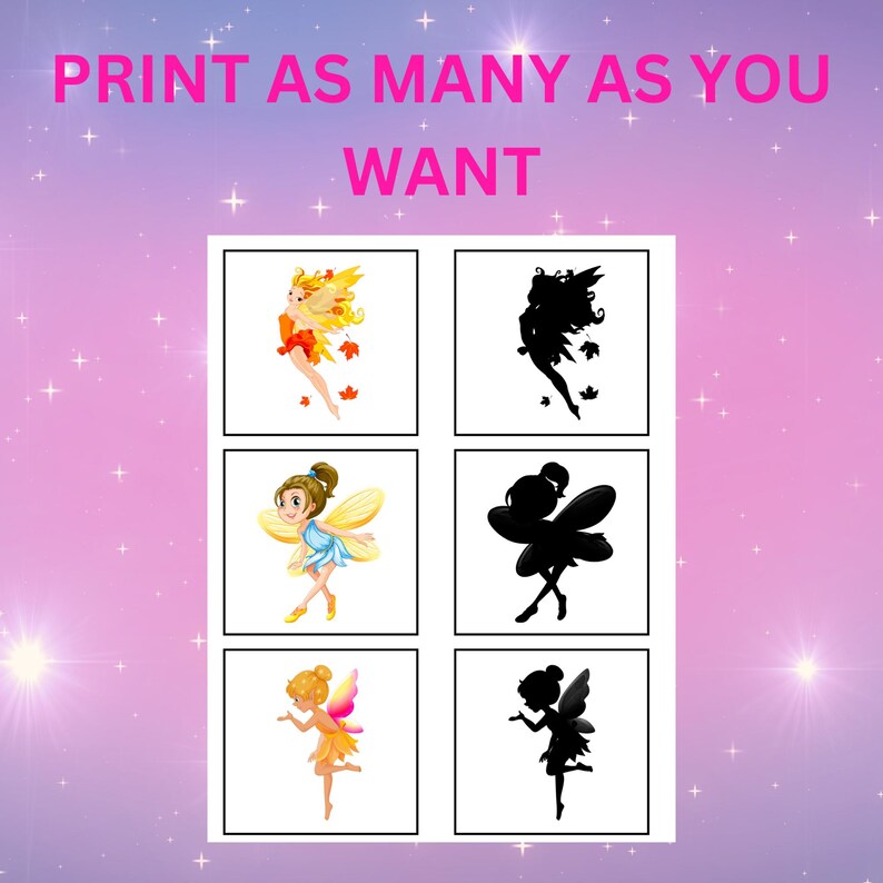 Fairies Shadow Matching / Preschool Learning / Montessori Activity for ...