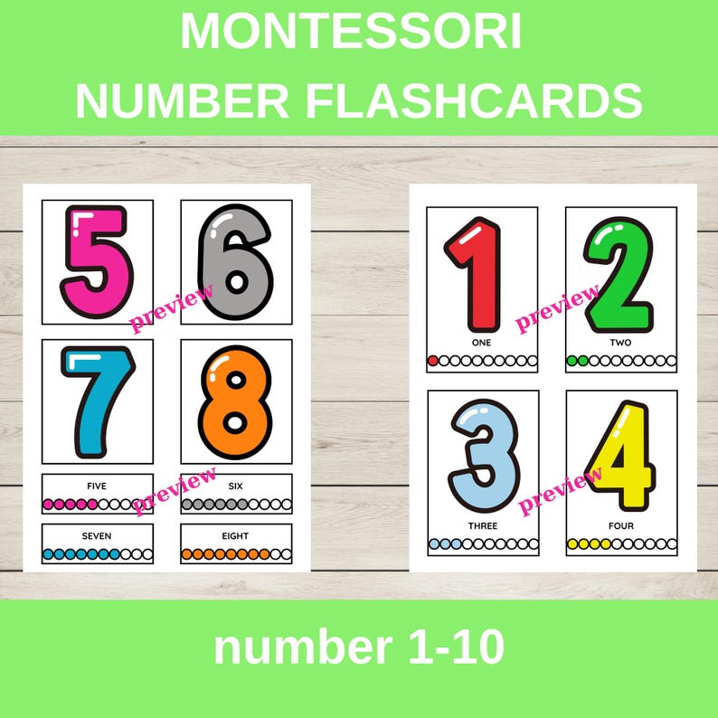 Numbers Flashcards 1-10 / Preschool Learning Printable / Counting Flash ...
