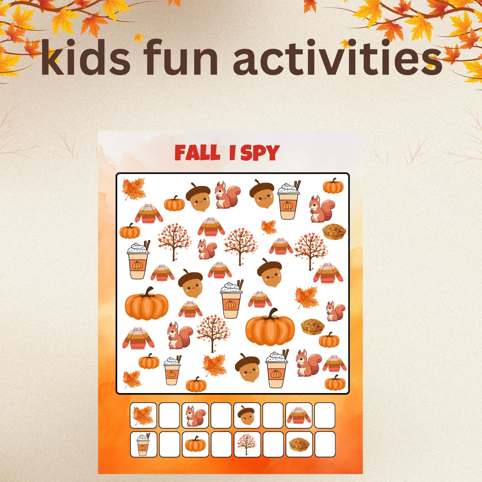 Fall I Spy Game / Spy Printable Activities / Fall Autumn Preschool ...