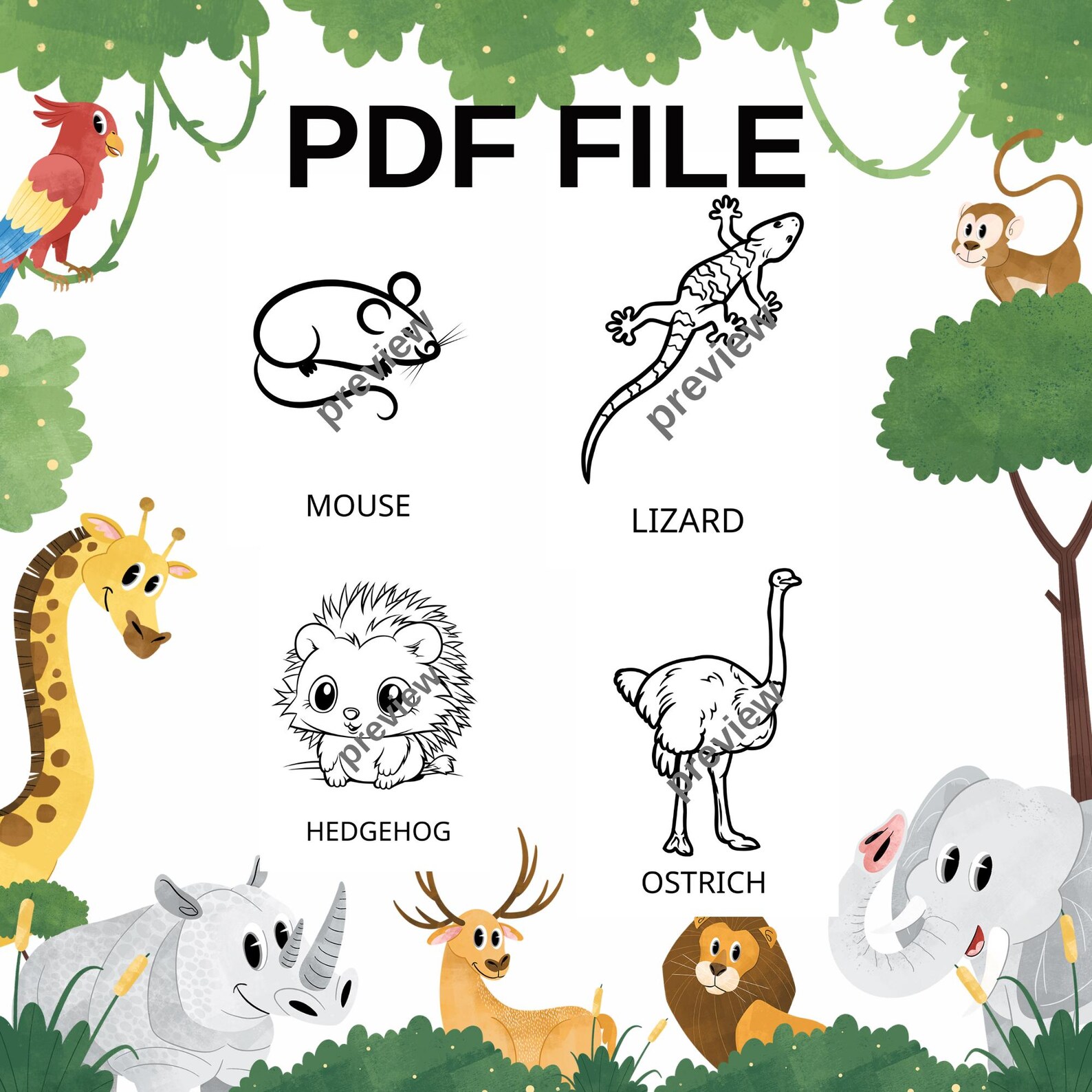 Printable Animal Coloring Pages | Fun and Easy Color Activity | Toddler ...