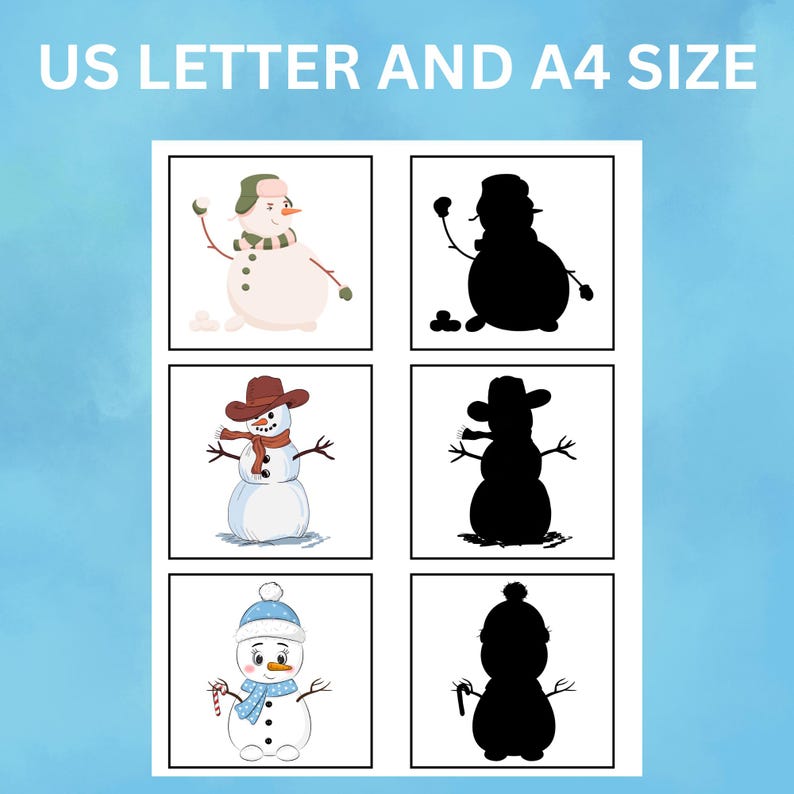 Snowman Shadow Match / Preschool Printable / Homeschool Printable ...