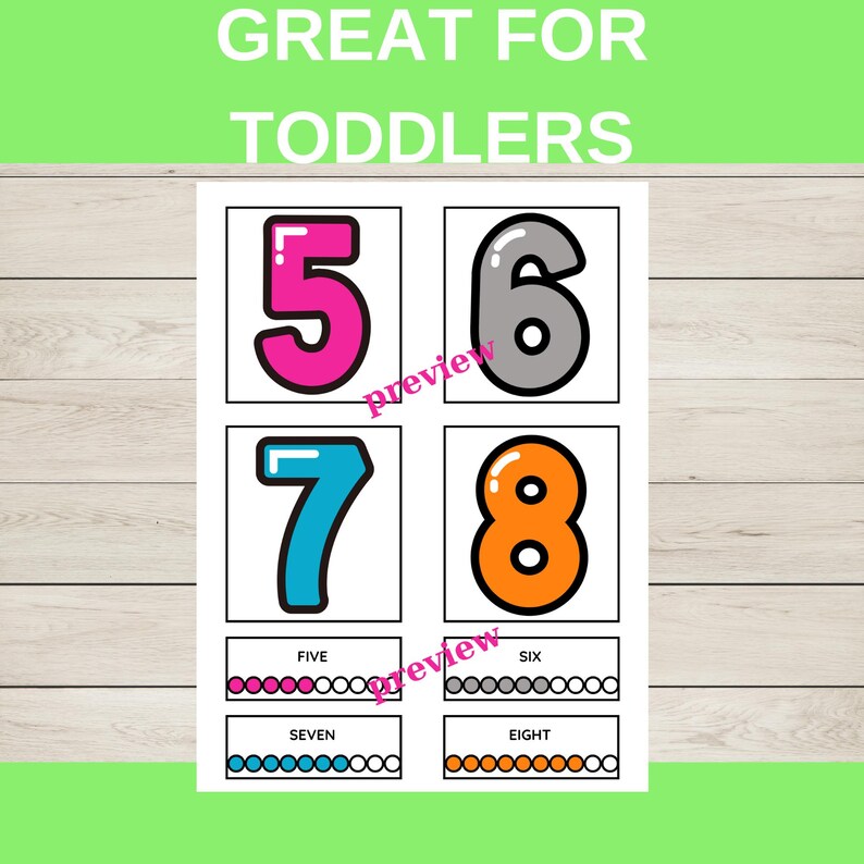 Numbers Flashcards 1-10 / Preschool Learning Printable / Counting Flash ...