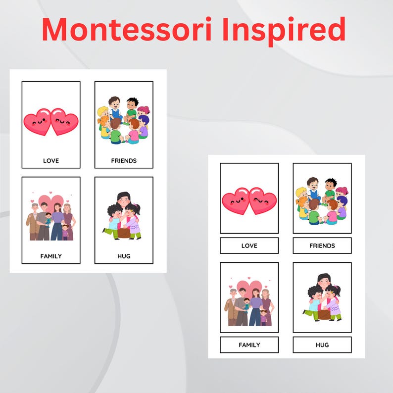 Valentine's Flashcards / 3-part Cards / Valentines Learning Printable ...