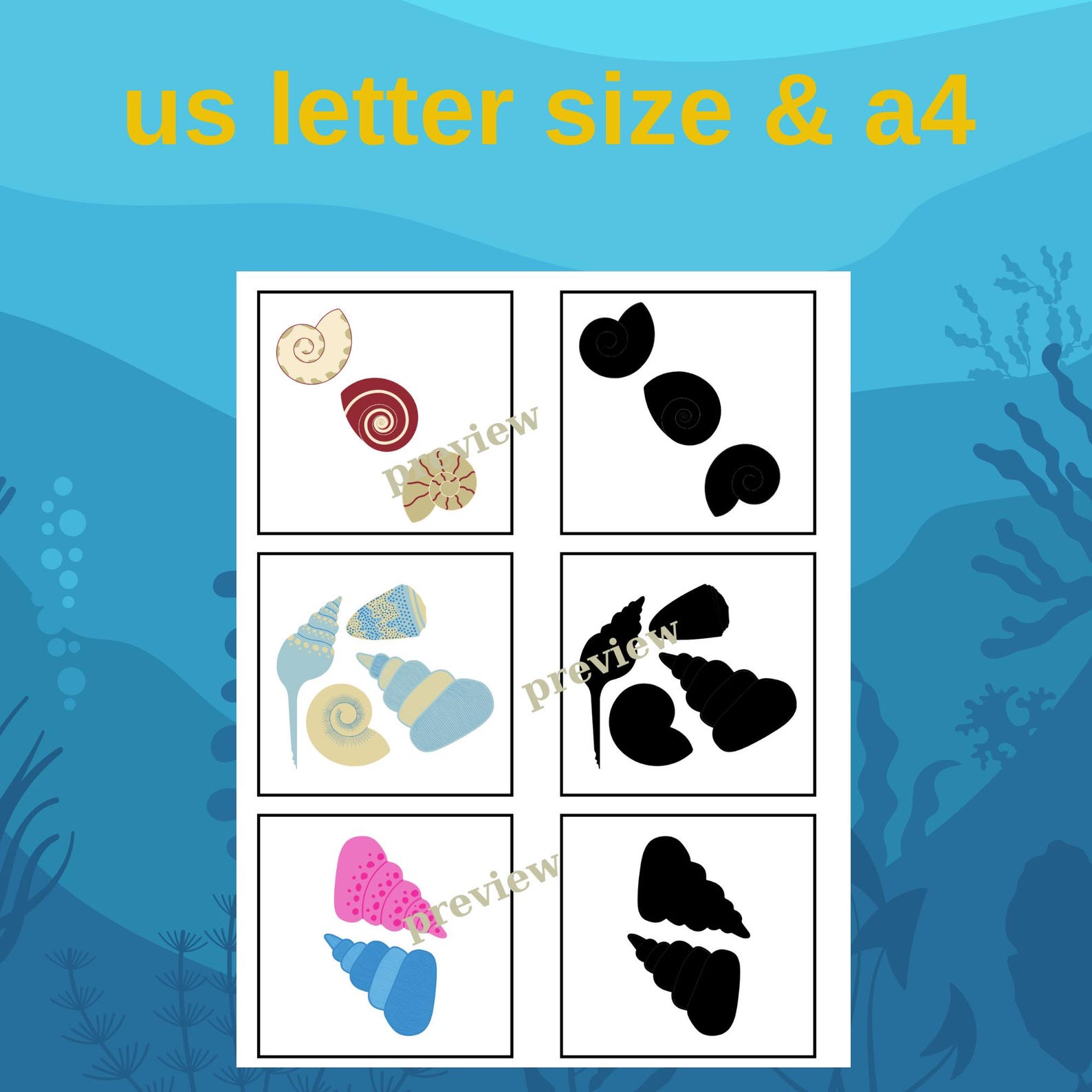 Seashell Shadow Matching Cards / Silhouette Matching / Toddler ...