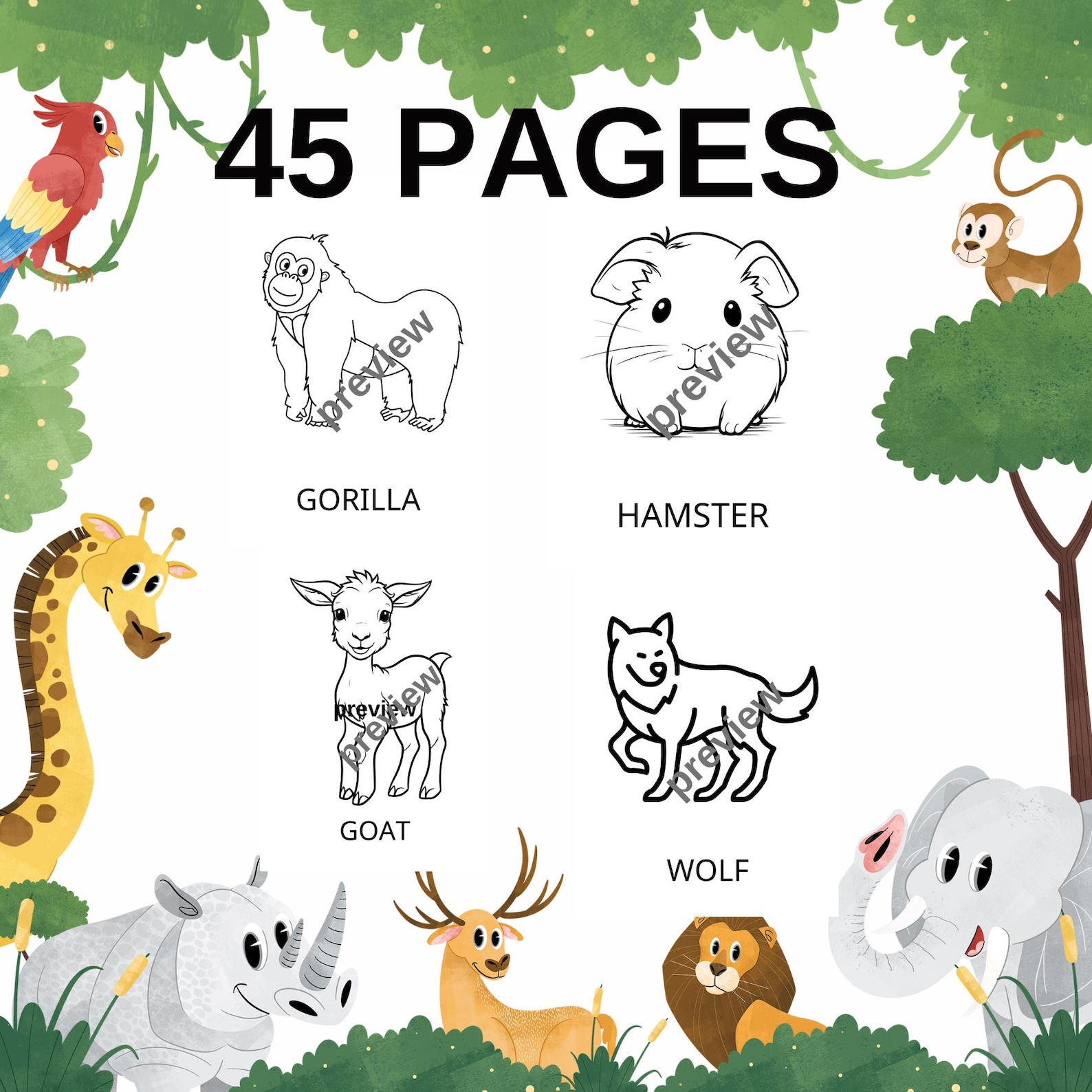 Printable Animal Coloring Pages | Fun and Easy Color Activity | Toddler ...