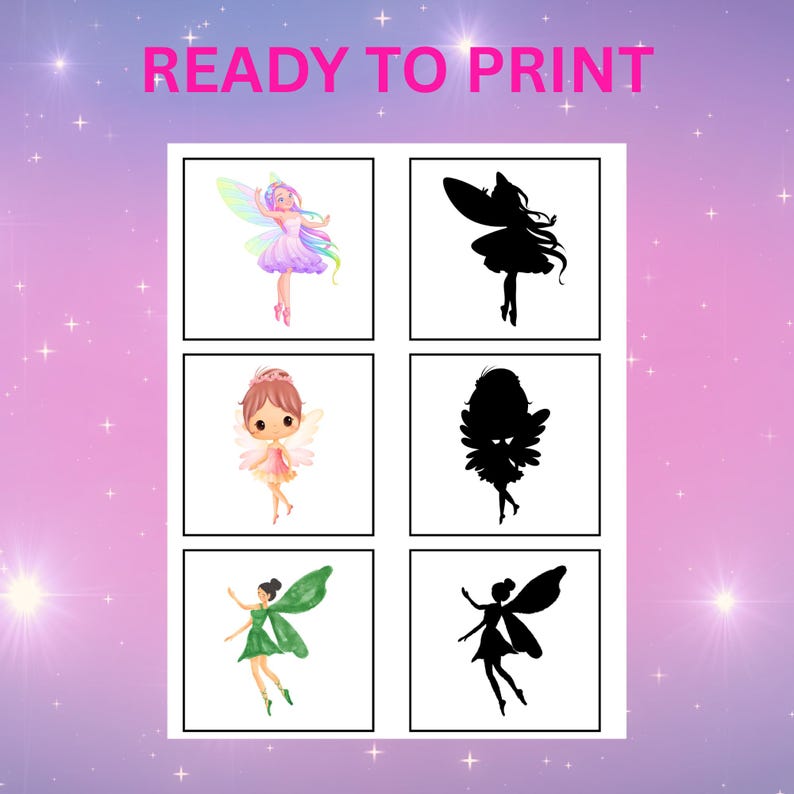 Fairies Shadow Matching / Preschool Learning / Montessori Activity for ...