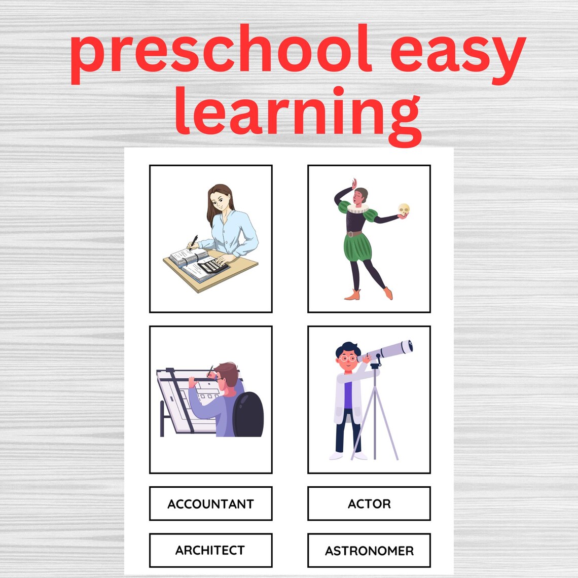 52 Professions Flashcards Printable / Job Image Cards for Kids ...