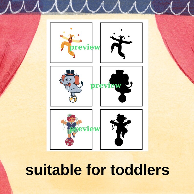 Circus Shadow Matching Cards / Preschool Printable Fun / Montessori ...
