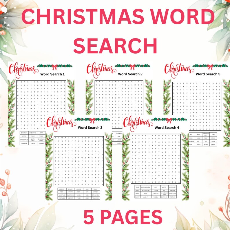 Christmas Word Search / Reindeer Word Search / Fun Christmas Game ...