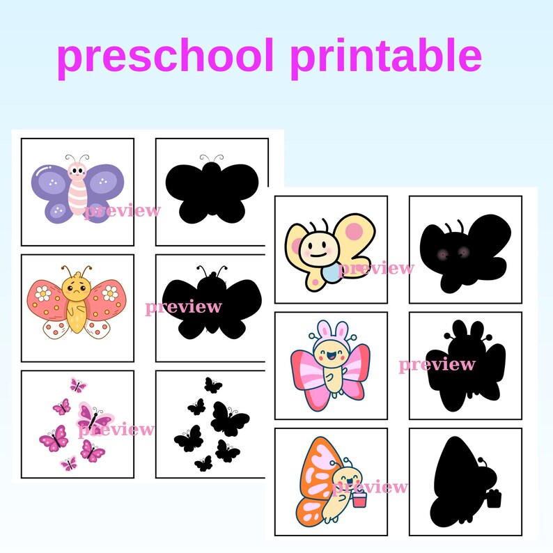 Butterfly Shadow Matching Cards / Montessori Homeschool Printable ...