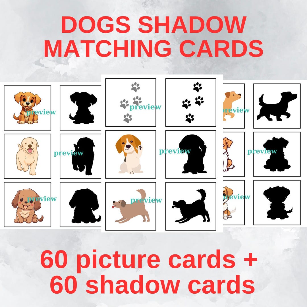 Dog Shadow Matching Cards / Preschool Activity / Educational Preschool ...