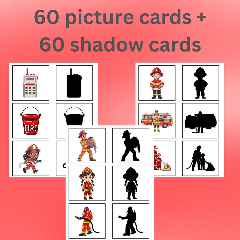 Firefighter Shadow Matching Cards Printable - Community Helpers ...