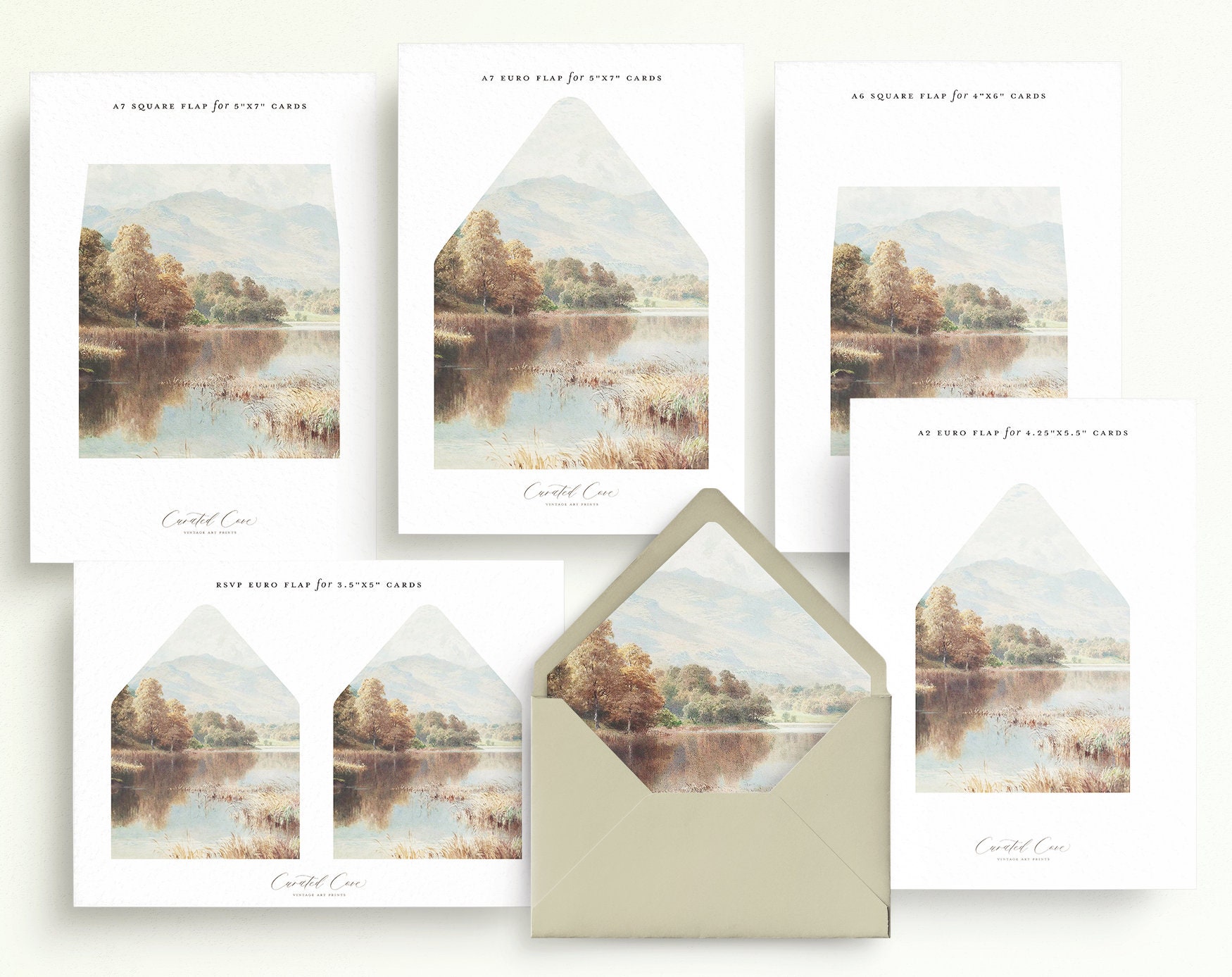 Vintage Landscape Envelope Liner Vellum Wrap Set, Envelope Liner ...