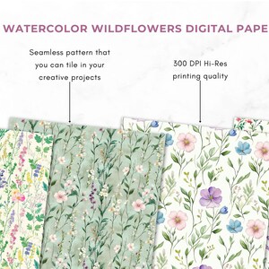 Watercolor Wildflowers Printable Digital Paper Flowers Floral Mega ...