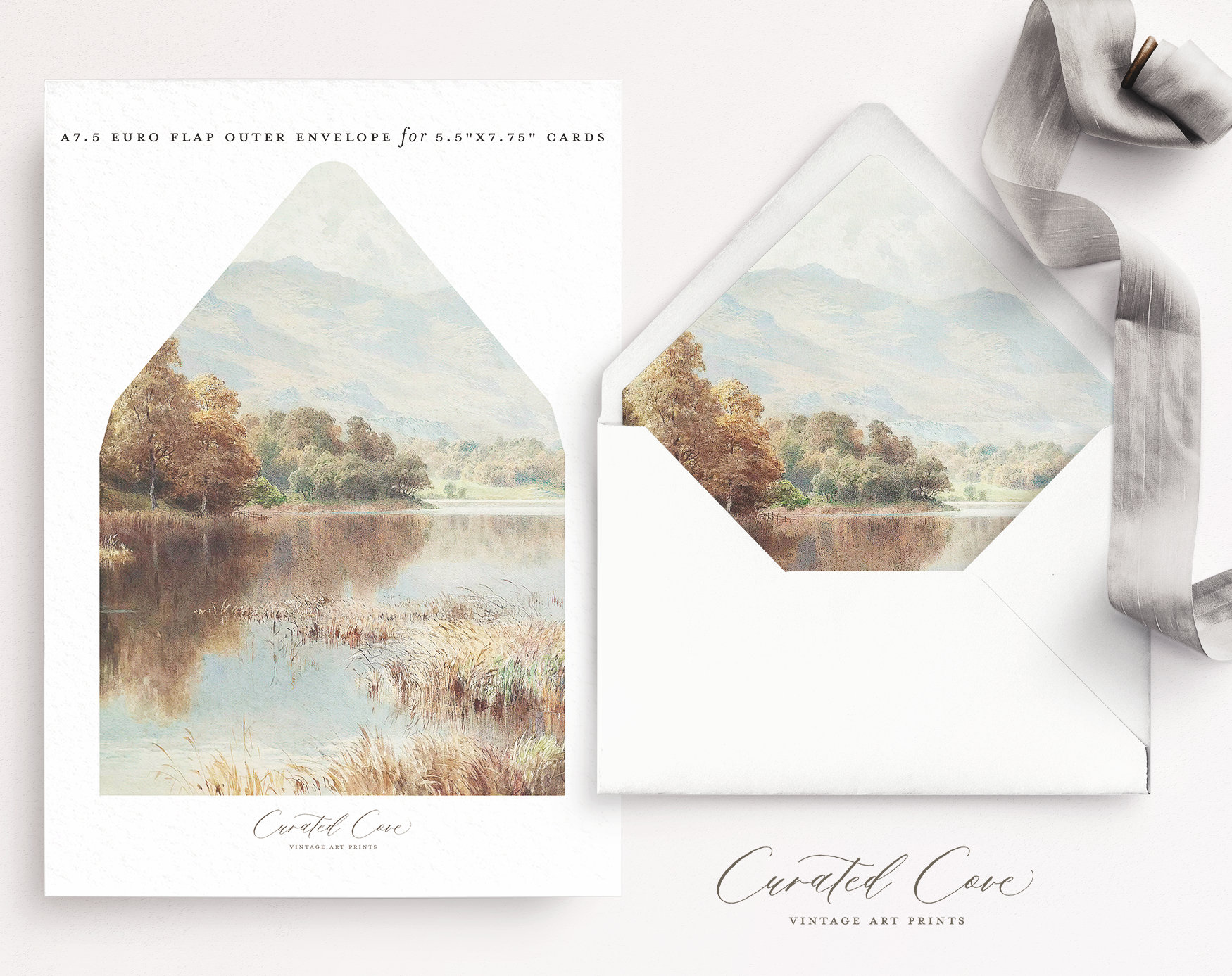 Vintage Landscape Envelope Liner Vellum Wrap Set, Envelope Liner ...