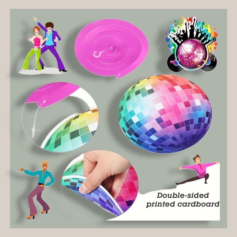 53-piece Disco Ball Party Decorations - 70s Retro Hanging Swirls for ...