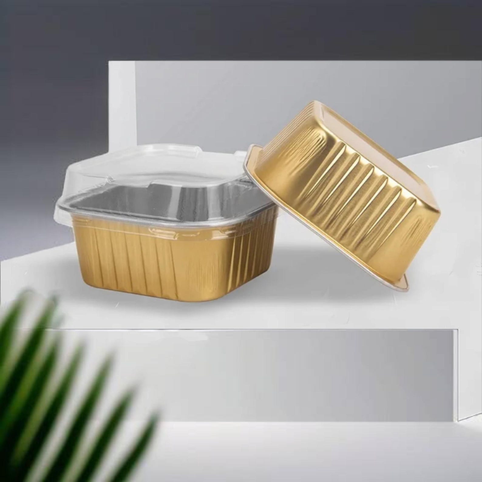 50PCS Mini Square Baking Cups With Lids – 5oz Aluminum Foil Cake Pans ...