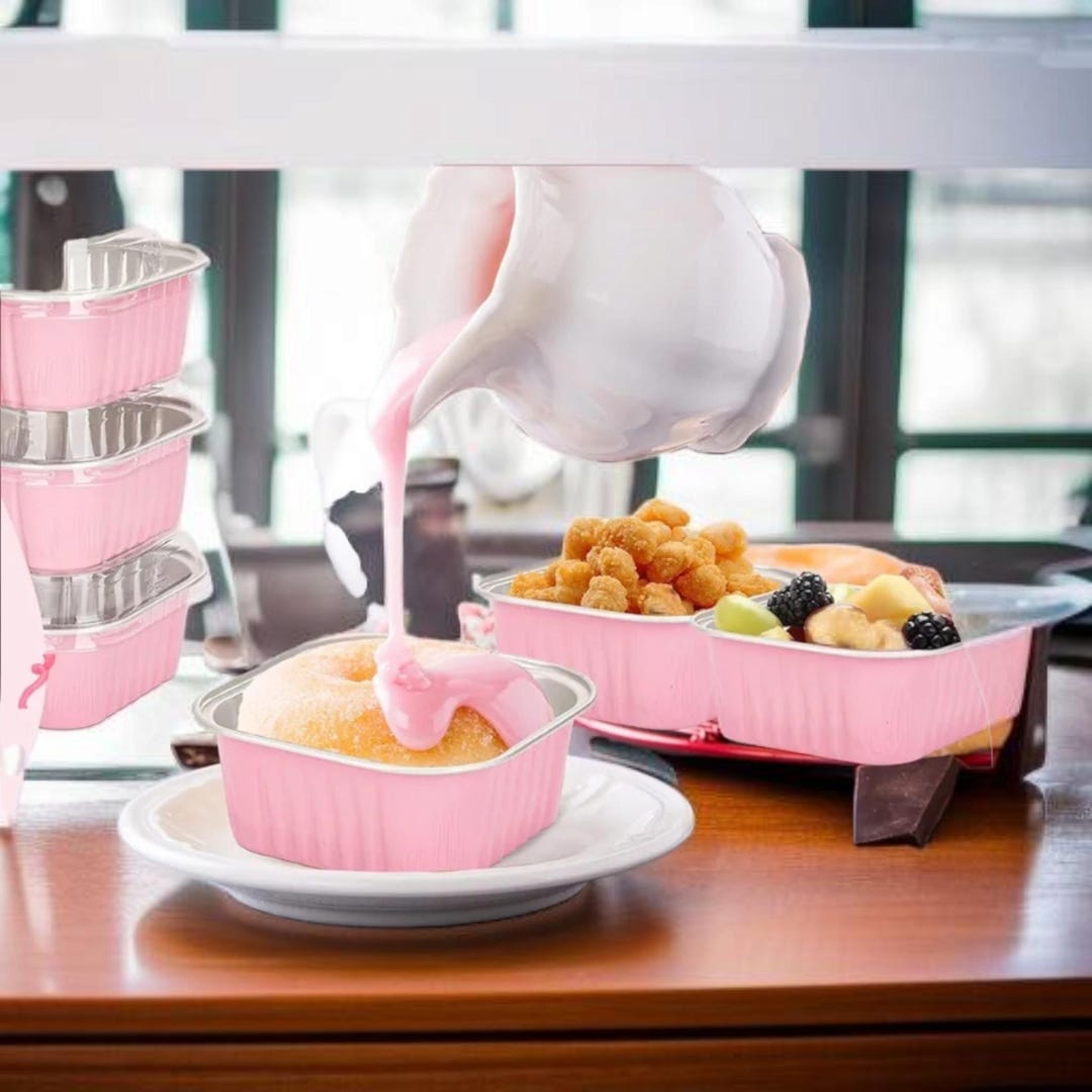 Pink 60 Pack Mini Cake Pans With Lids – 5oz Square Aluminum Foil Baking ...
