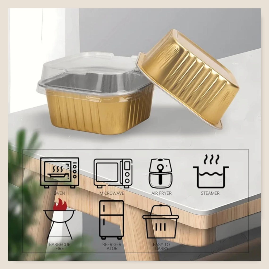 50PCS Mini Square Baking Cups With Lids – 5oz Aluminum Foil Cake Pans ...