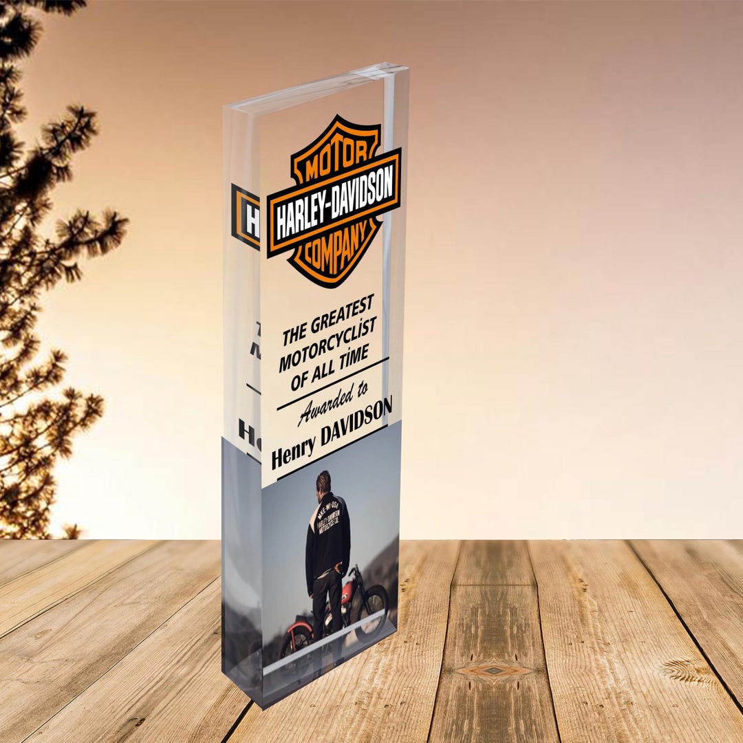 Harley Davidson Fan Gift, Personalized Motorcycle Trophy Award, Custom ...