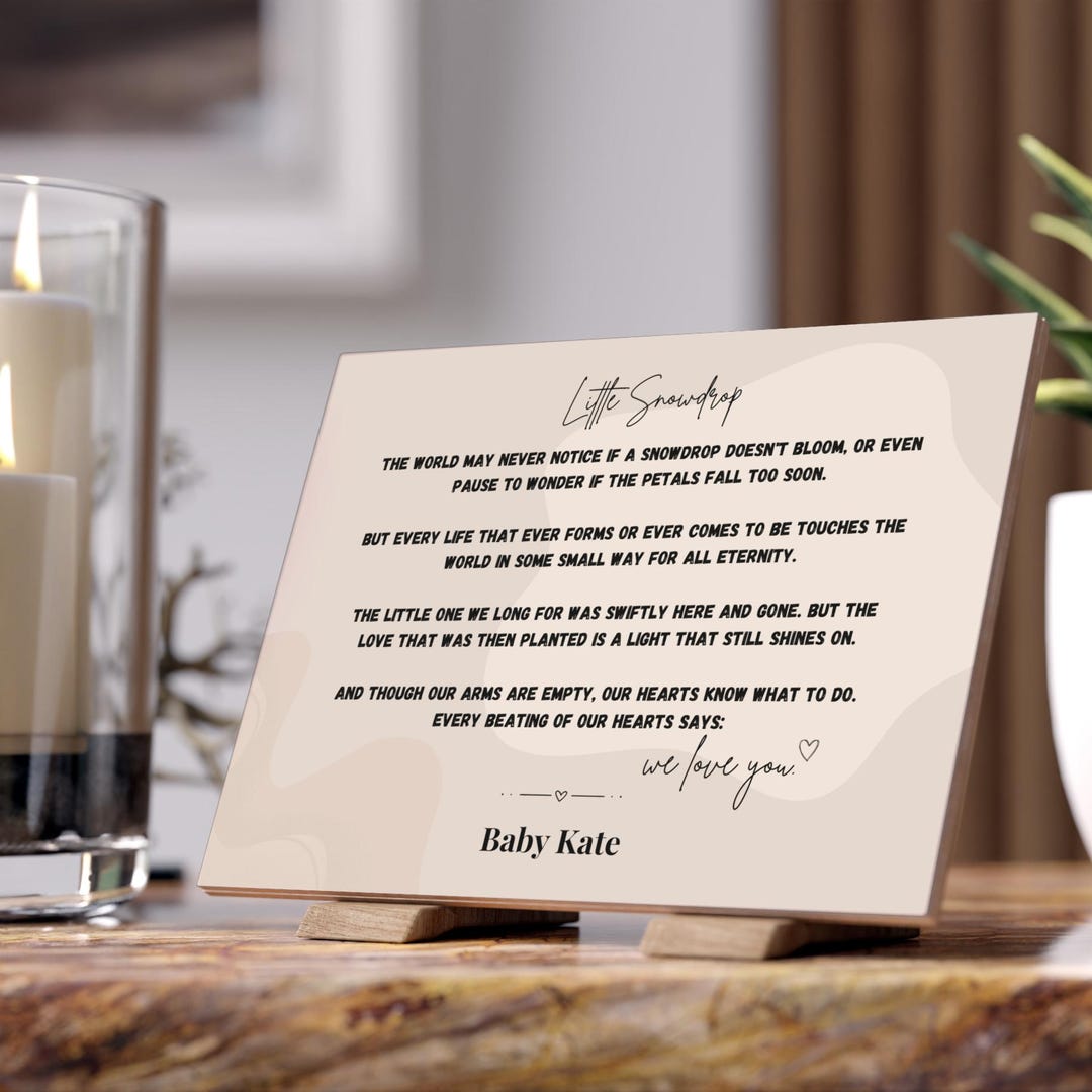 Little Snowdrop Poem Memorial Tile, Custom Miscarriage Gift, Pregnancy ...