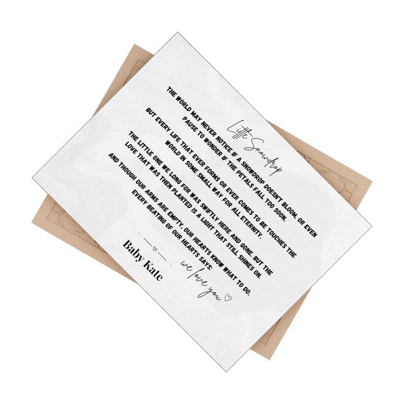 Little Snowdrop Poem Memorial Tile, Custom Miscarriage Gift, Pregnancy ...