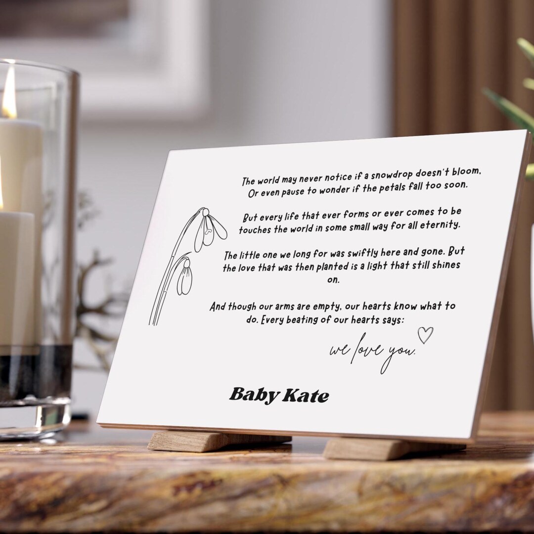 Baby Loss Tile With Little Snowdrop Poem, Personalized Miscarriage Gift ...