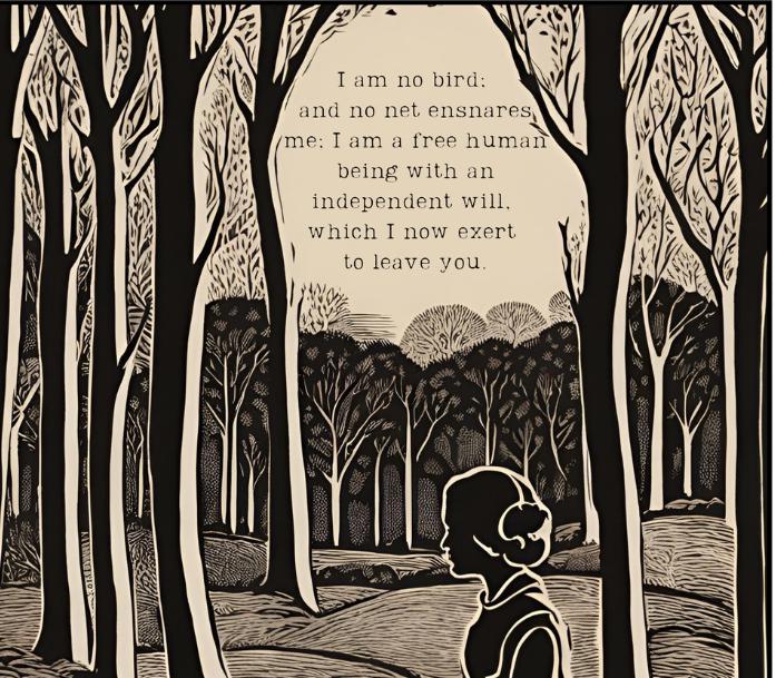 Jane Eyre 'I Am Not a Bird..' Charlotte Bronte Literature Lover's Quote ...