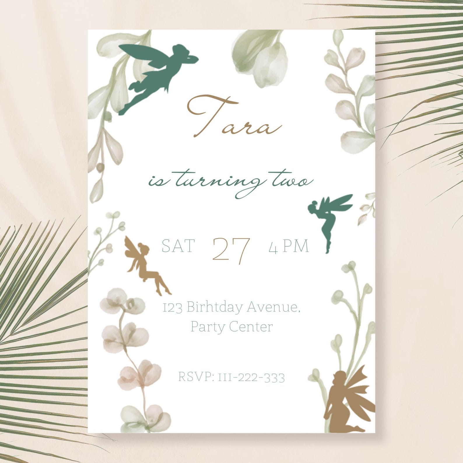 Editable Fairy Tinkerbell Birthday Invitation Customizable Digital ...