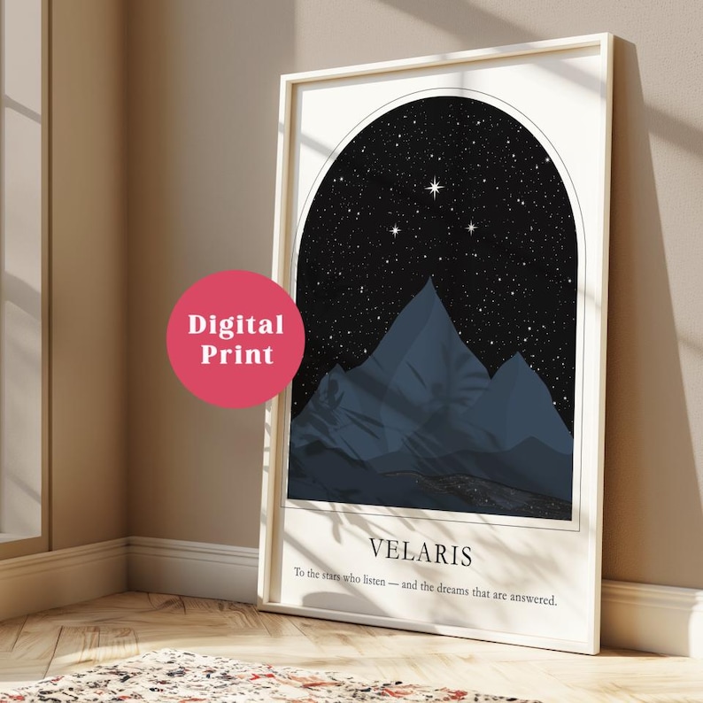 Velaris Print: ACOTAR Inspired Mountain & Stars Art (digital Download ...