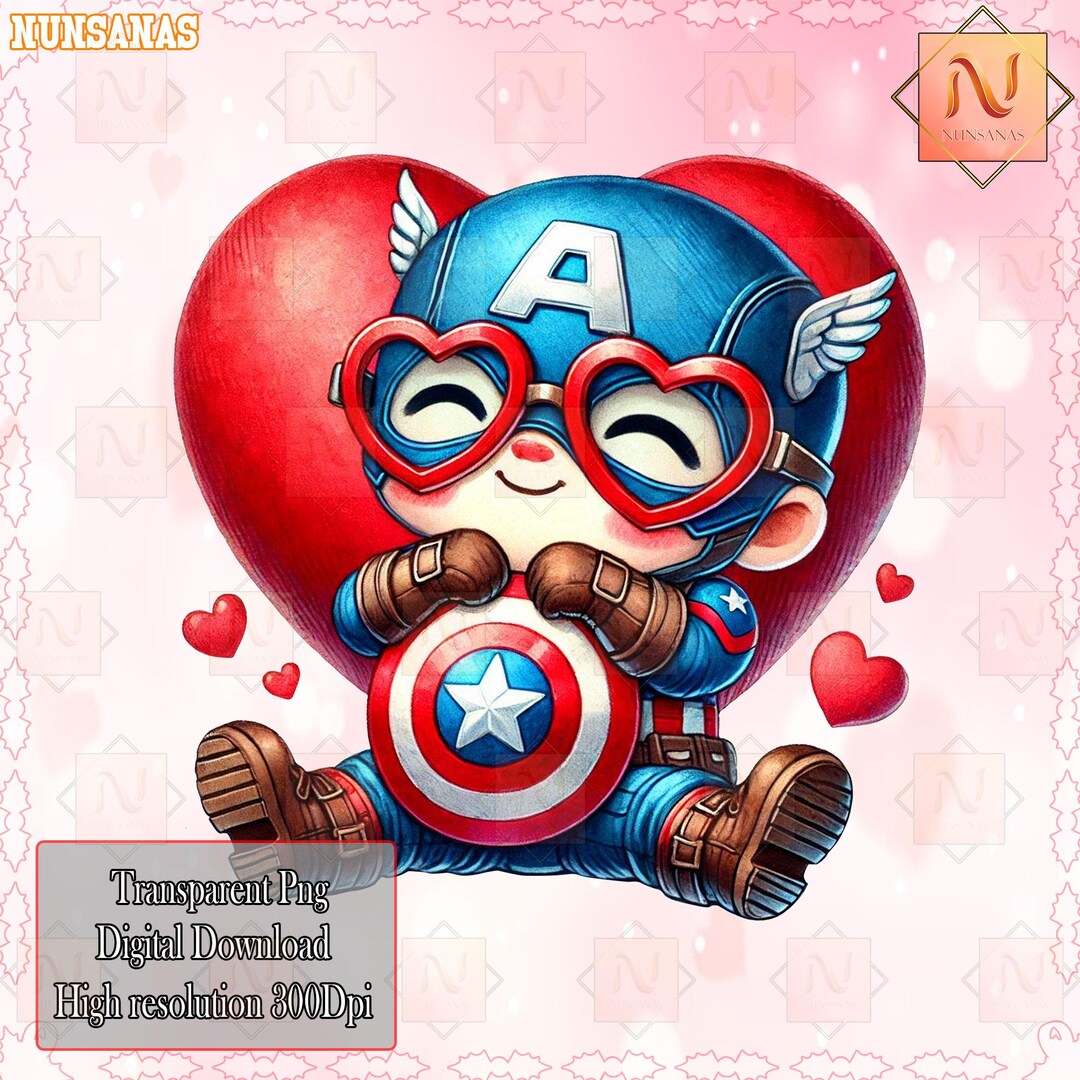 Superhero Captain Png, Valentine's Day Png, Bonus 20 Designs Valentine ...
