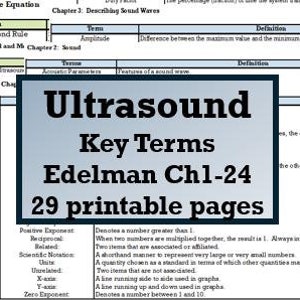 Ultrasound Key Terms and Definitions - Edelman Chapters 1-24 - Etsy