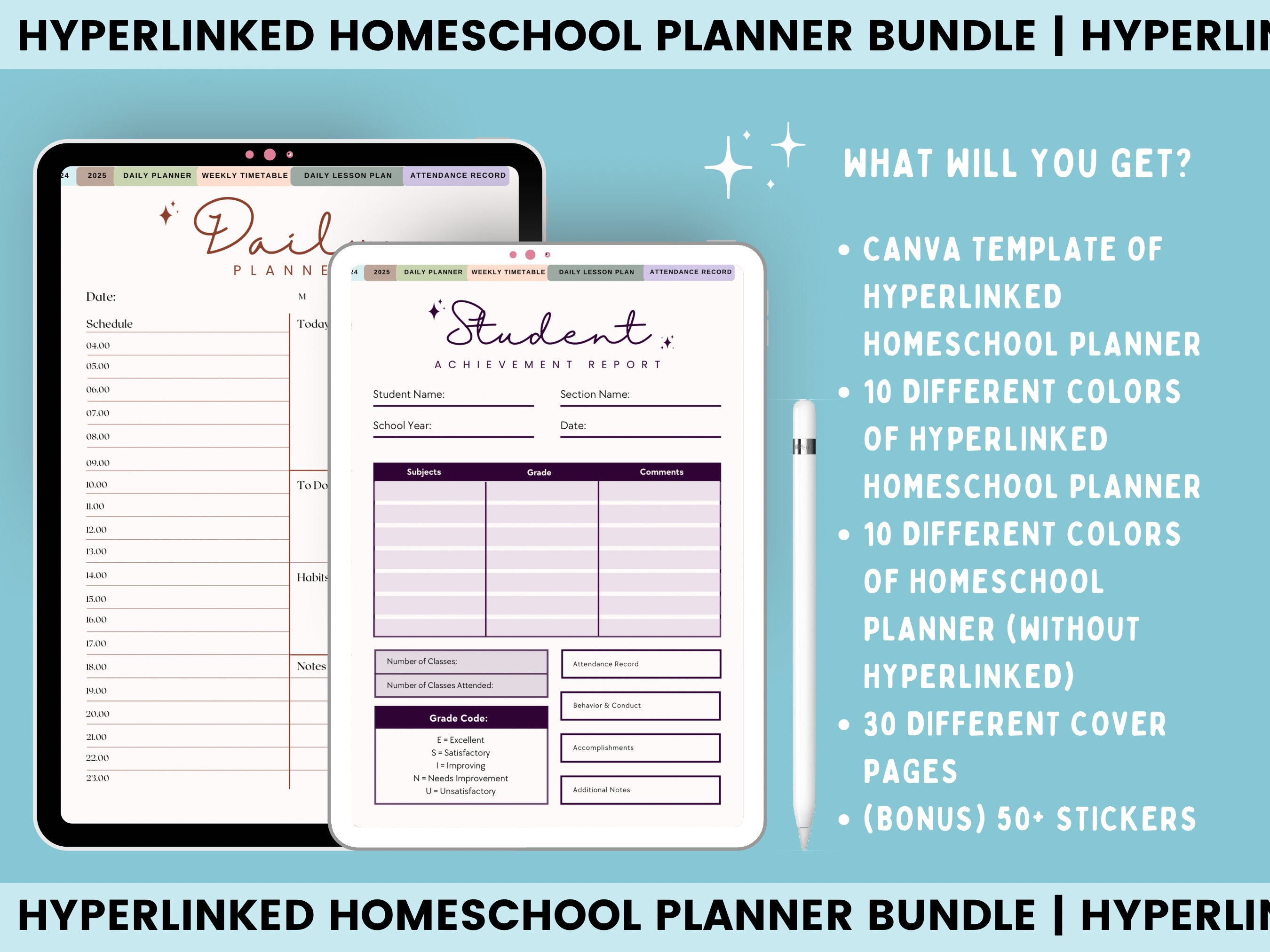 HOMESCHOOL Planner Printable & Digital With Plr,hyperlinked,2024 2025 ...