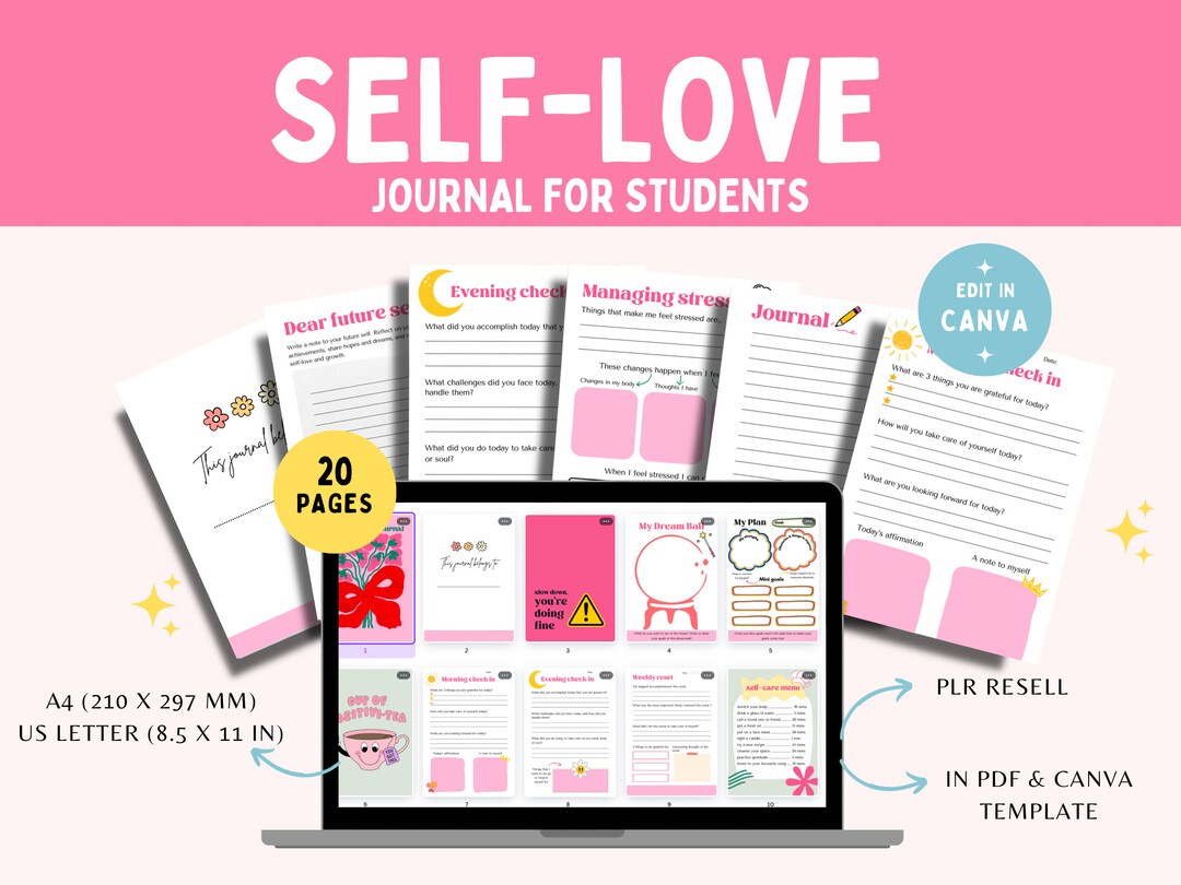 Digital Self Love Journal for Students,plr Resell,positive Affirmations ...