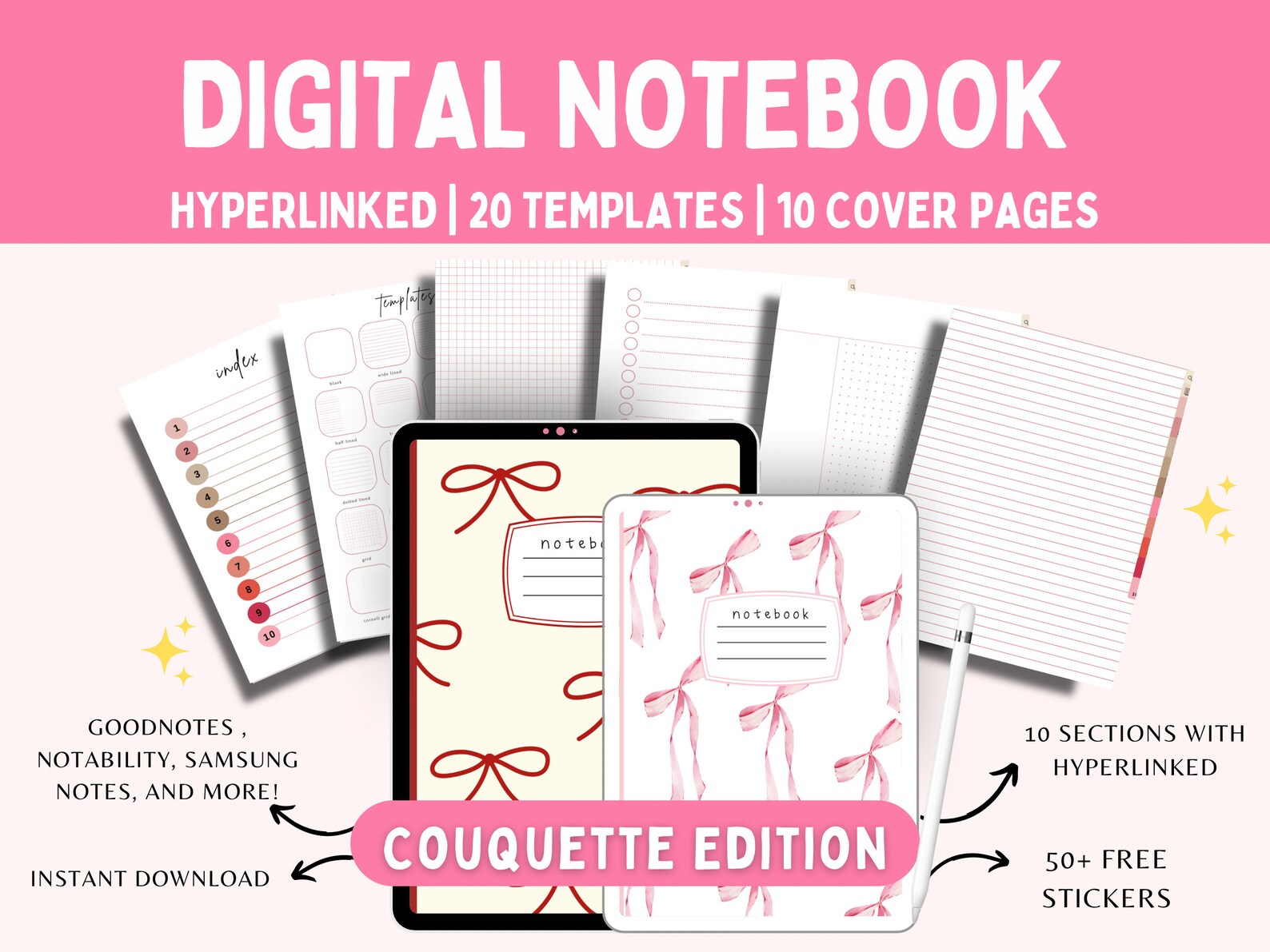 Chic Coquette Digital Notebook|hyperlinked|goodnotes & Notability|pdf ...