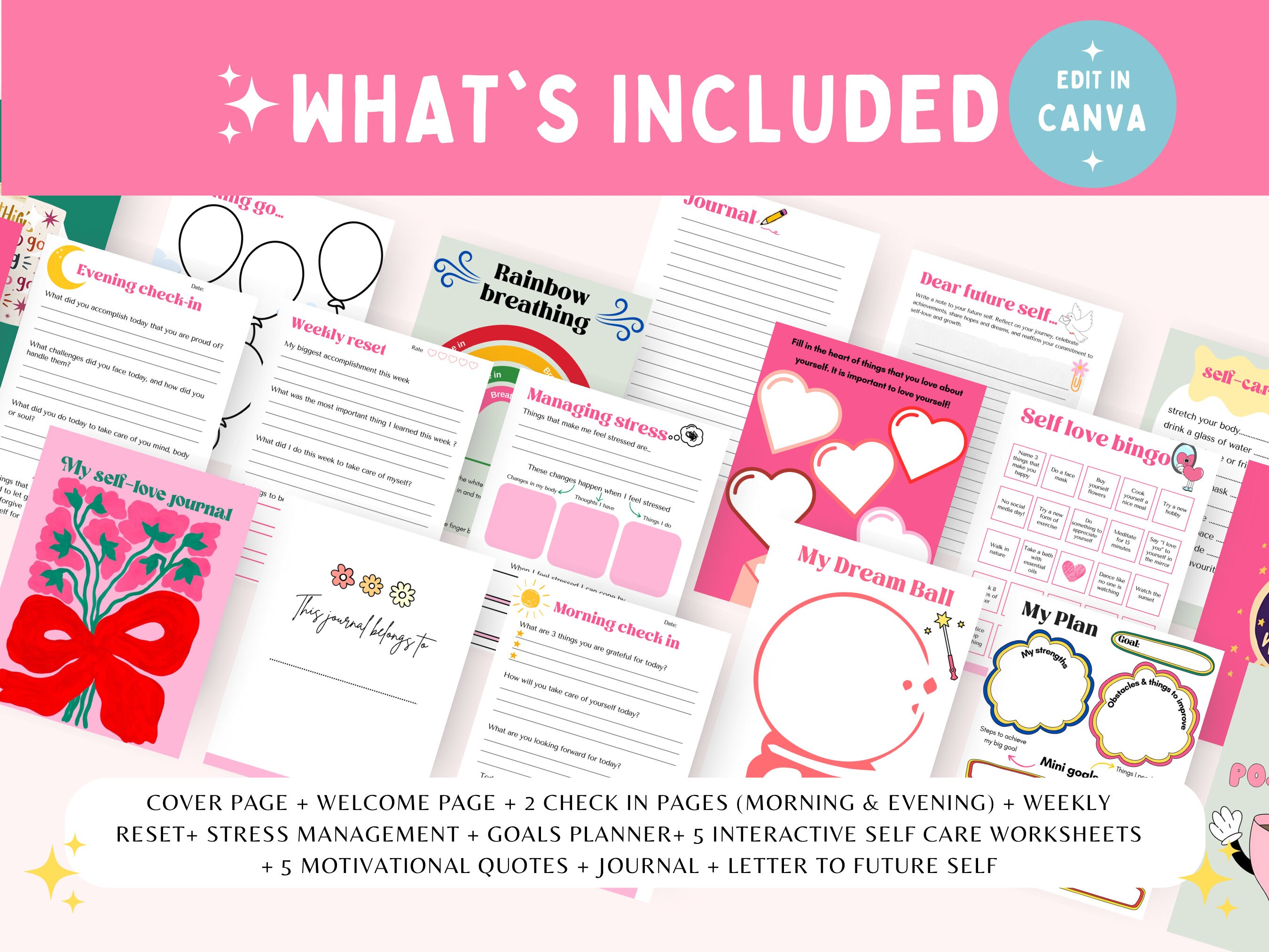 Digital Self Love Journal for Students,plr Resell,positive Affirmations ...