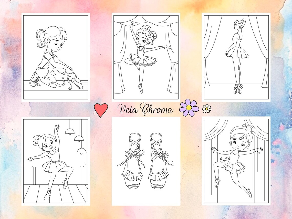 Ballerina Coloring Pages for Kids 10 Coloring Pages Cute Ballerinas for ...