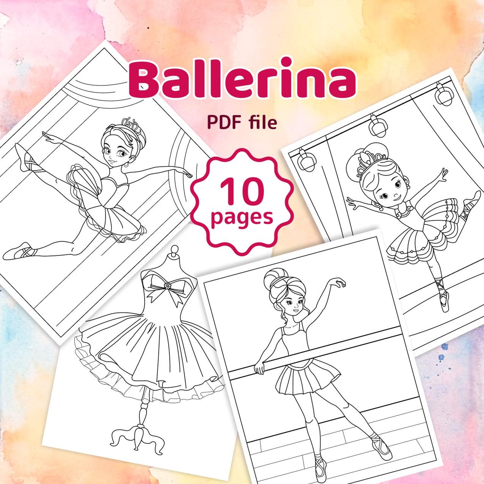 Ballerina Coloring Pages for Kids 10 Coloring Pages Cute Ballerinas for ...