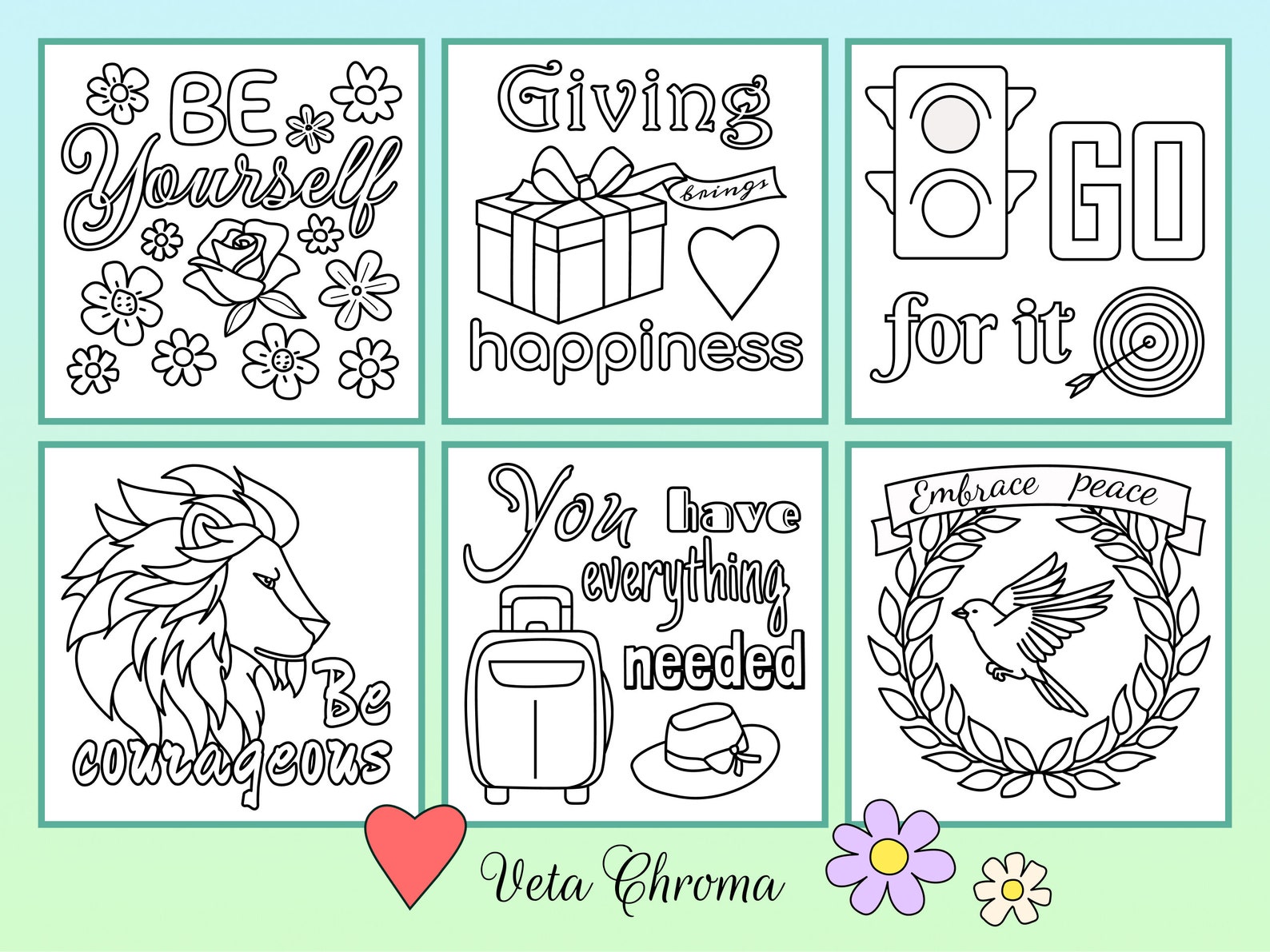 Motivational Positive Quotes | 10 Coloring Pages | Instant Download PDF ...