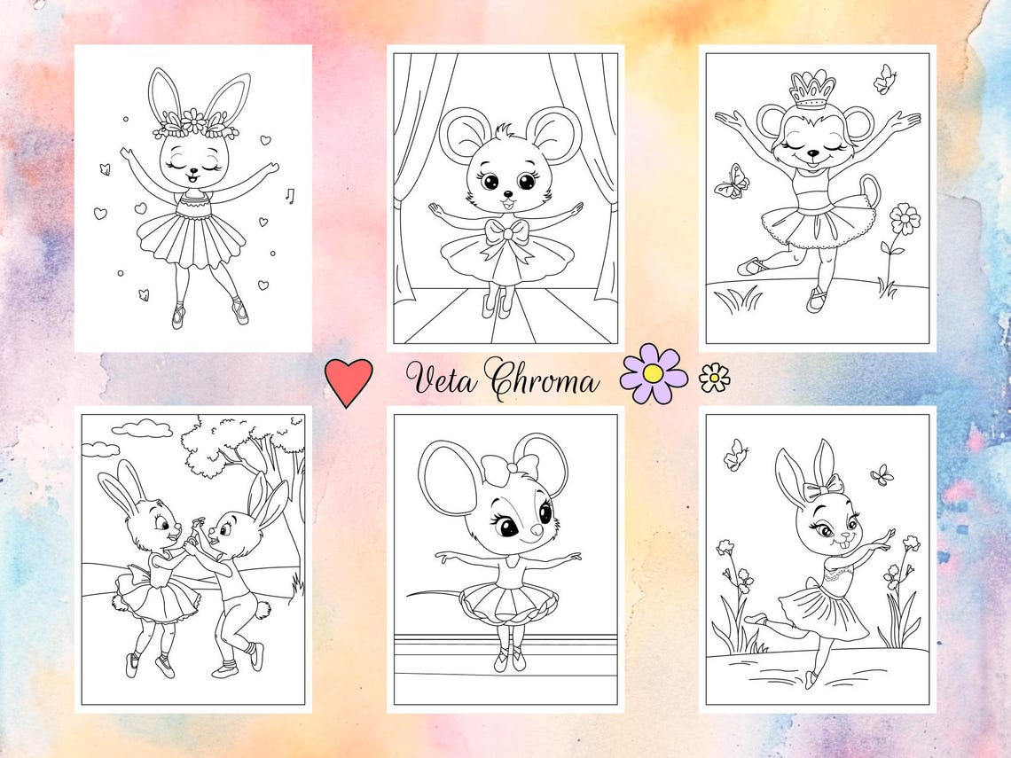 Dance Coloring Pages | 10 Ballet Coloring Sheets With Cute Animals in ...