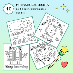 Motivational Coloring Pages Set 2 10 Inspirational Positive Quotes Art ...