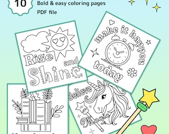 Motivational Positive Quotes | 10 Coloring Pages | Instant Download PDF ...