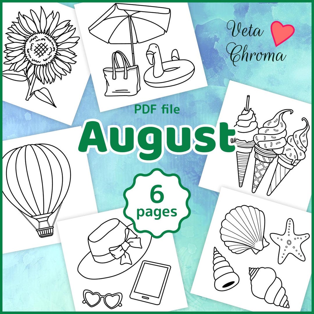 6 Summer Coloring Pages Instant Download PDF - Etsy