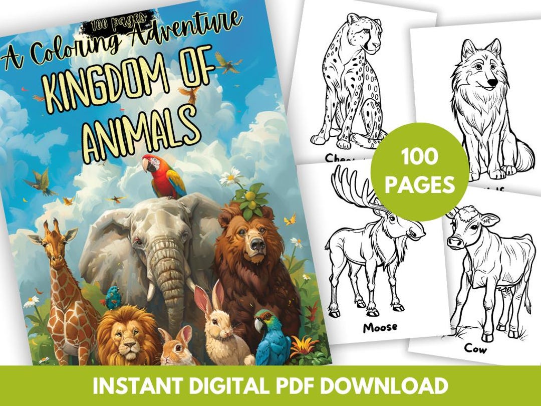 A Coloring Adventure, Kingdom of Animals, Coloring Book, Instant ...
