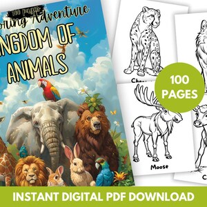 A Coloring Adventure, Kingdom of Animals, Coloring Book, Instant ...